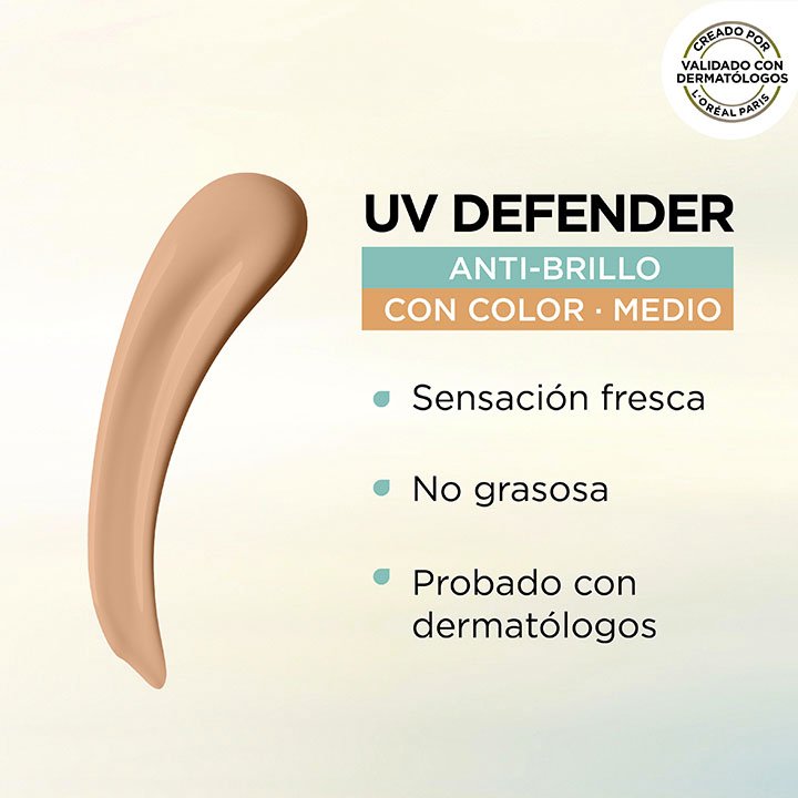 UV Defender Cuidado Facial Anti-Fotoenvejecimiento Anti-brillo Tono Medio