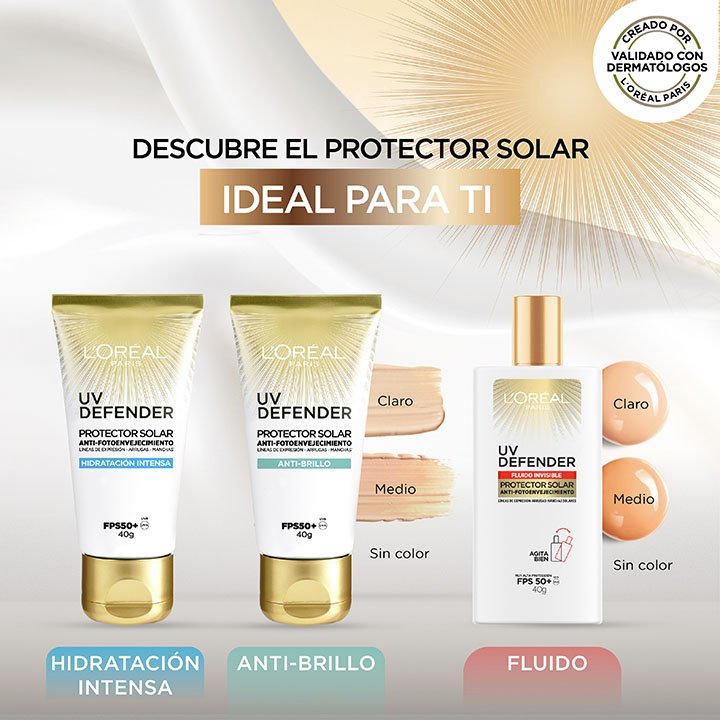 UV Defender Cuidado Facial Anti-Fotoenvejecimiento Anti-brillo Tono Medio